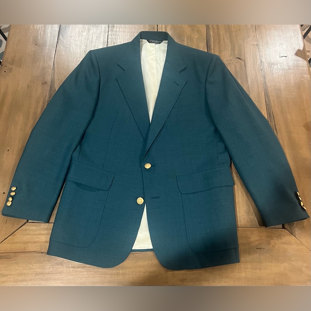 Vintage George Barry Clothes Green Blazer; 40r - Gem